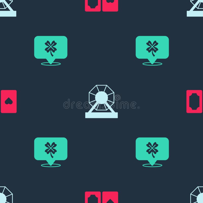 Set Deck of Playing Cards, Lottery Machine and Casino Slot with Clover ...