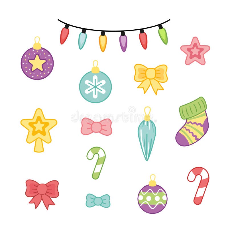 Set of Decorations for Christmas Tree. Decor for Christmas Tree ...