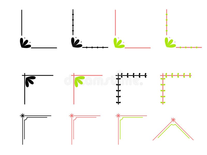 Set of Decorative Borders and Corner Flat Vector Illustration Stock ...