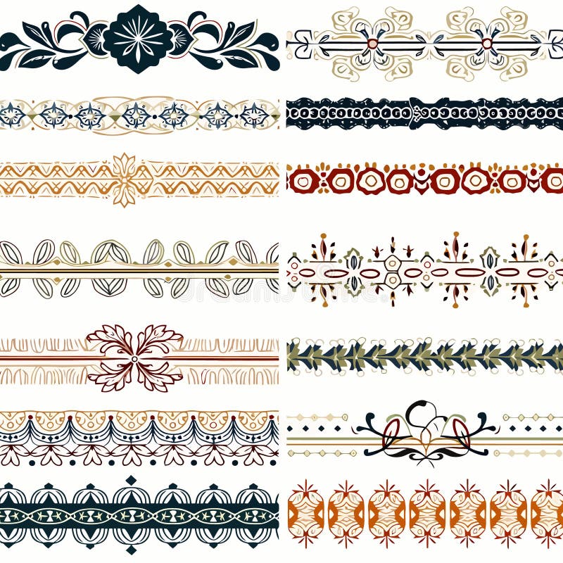 A Set of Decorative Borders and Divides Stock Vector - Illustration of ...