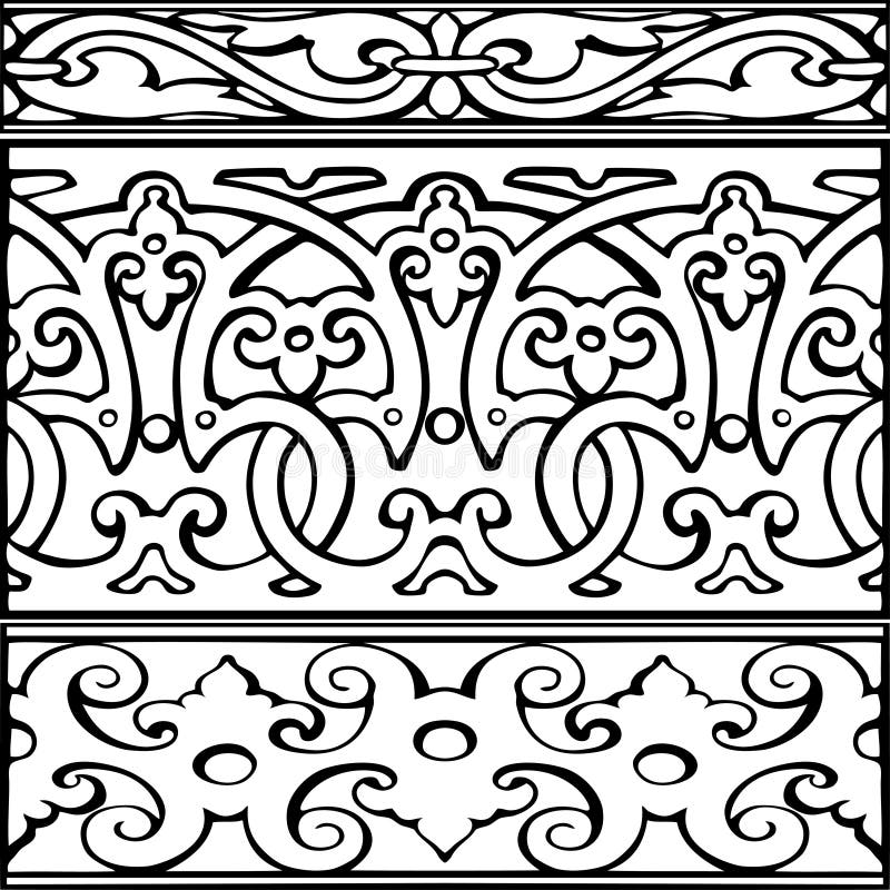 1 Set Of Decorative Borders Vintage Style Stock Vector - Illustration ...