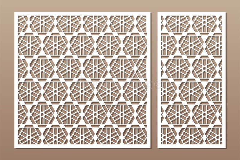 Set Decorative Card for Cutting. Geometric Linear Pattern. Laser Cut ...
