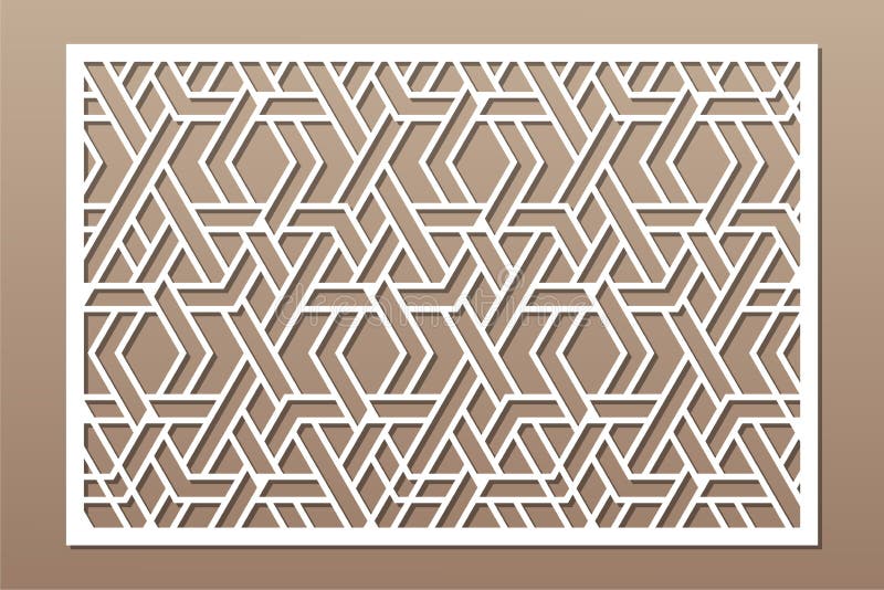 Set Decorative Card for Cutting. Line Arabesque Weaving Pattern. Laser ...