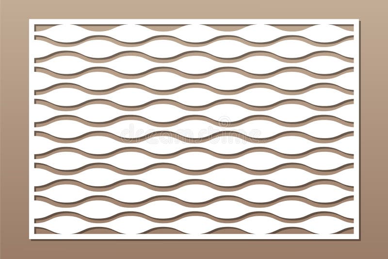 Set Decorative Card for Cutting. Line Wave Pattern. Laser Cut. Ratio 2: ...