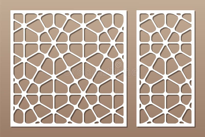 Set Decorative Card for Cutting. Linear Geometric Mosaic Pattern. Laser ...