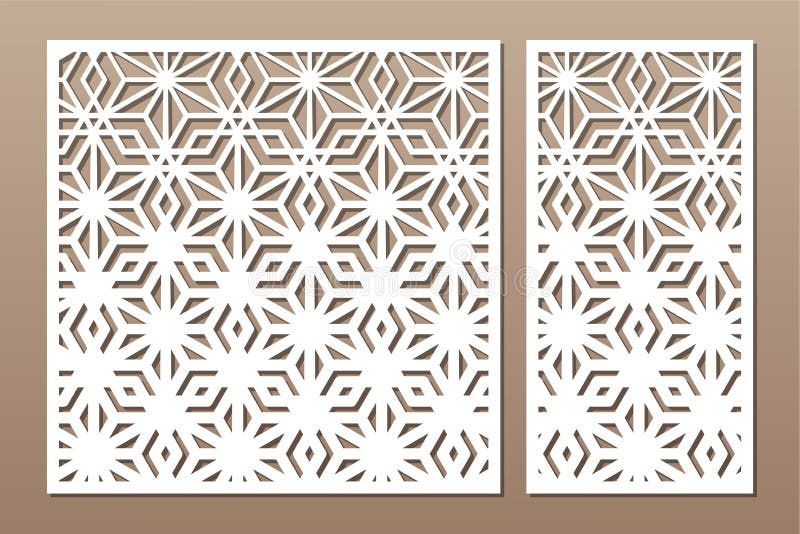 Set Decorative Card for Cutting. Linear Geometric Mosaic Pattern. Laser ...