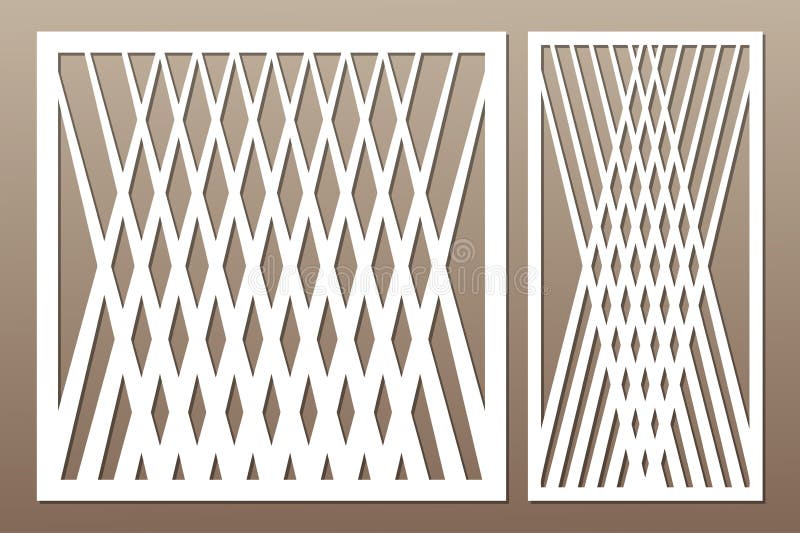 Set Decorative Card for Cutting. Square Line Diagonal Pattern Stock ...