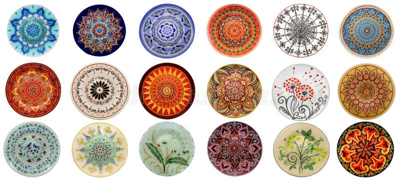 Set of Decorative Ceramic Dishes Hand-painted with Acrylic Paints ...