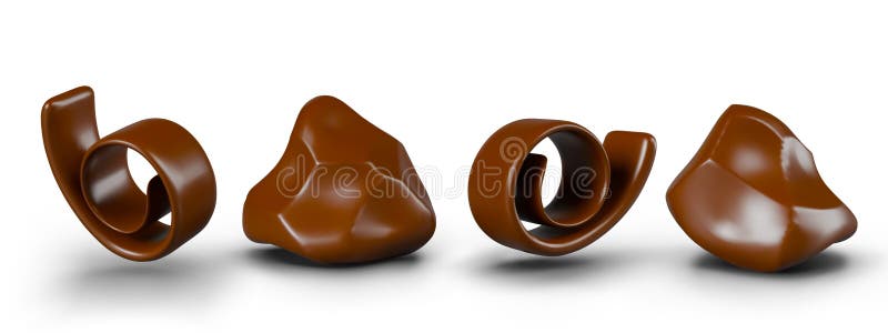 Set of Decorative Chocolate Elements on White Background. Chocolate ...