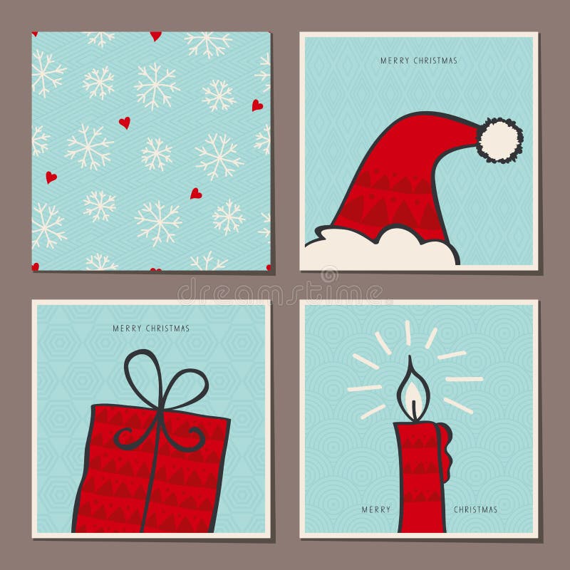 Set of Decorative Christmas Cards with Front and Back Side Stock Vector ...