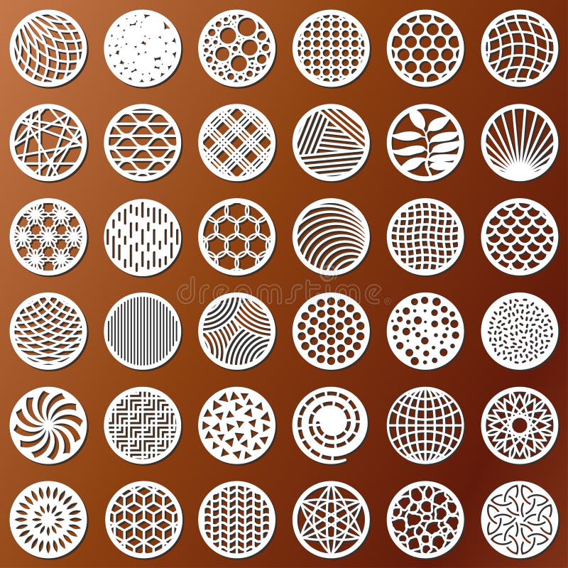 Set Decorative Circle Coaster for Laser Cutting. Round Abstract ...