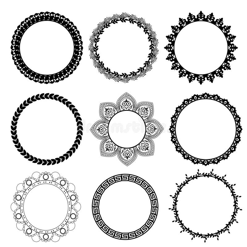 Set of Decorative Circle Frames Isolated on White Backgrond Stock ...
