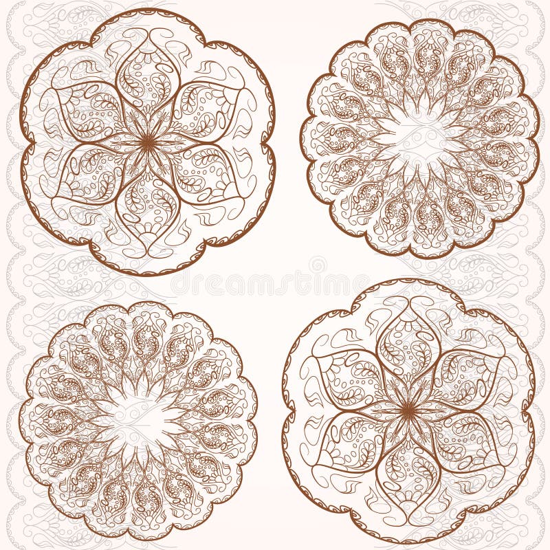 Set Decorative Circular Ornaments, Classic Pattern Stock Vector ...