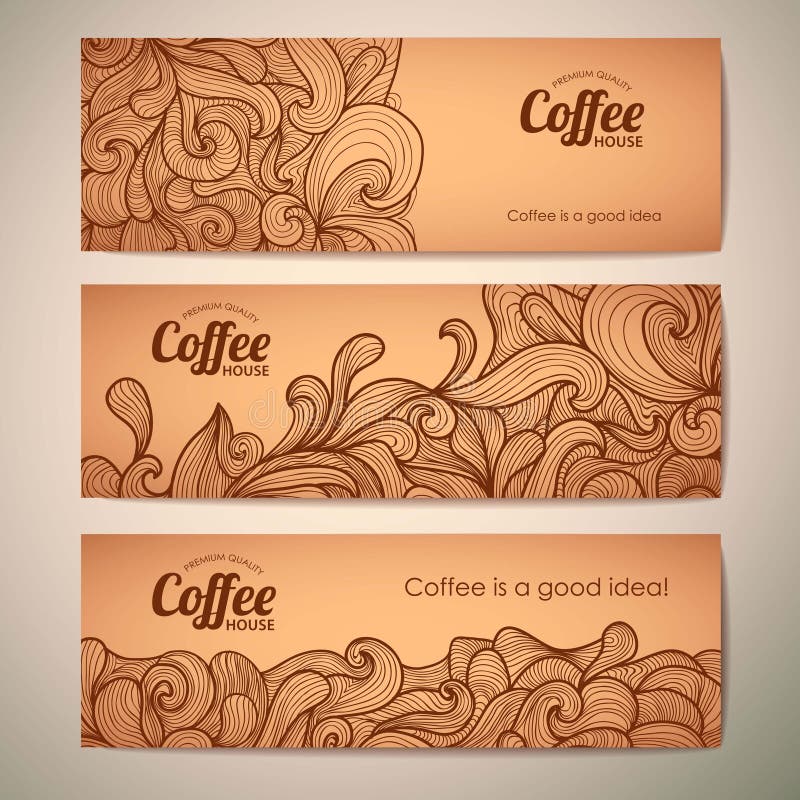 Coffee banners stock vector. Illustration of gold, bistro - 12992515