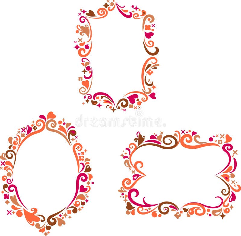 Set of Decorative Colorful Retro Frames Stock Vector - Illustration of ...