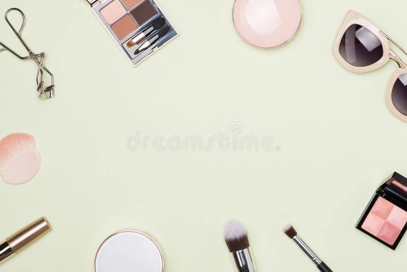 Set of Decorative Cosmetic Products on Color Background Stock Photo ...