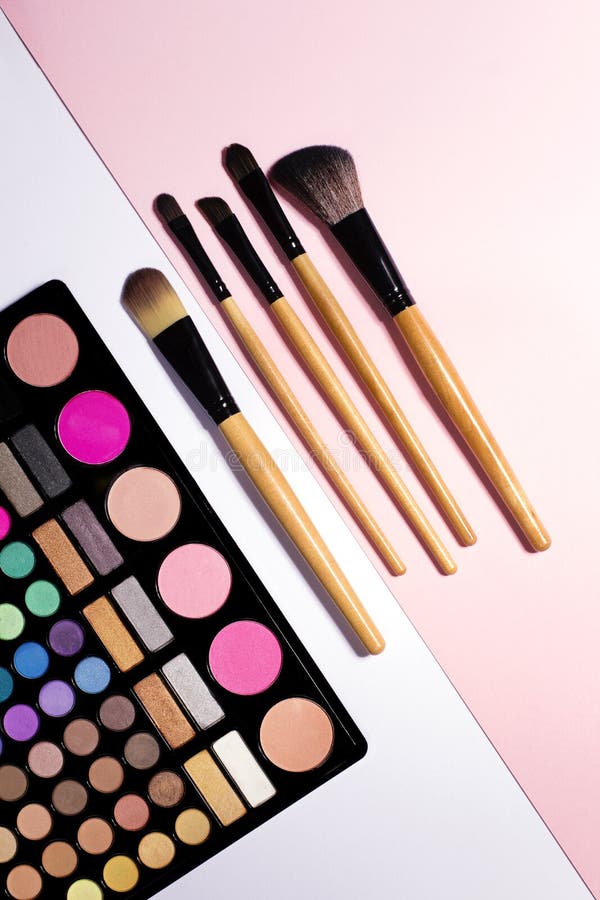 Set of Decorative Cosmetics on Color Background Stock Image - Image of ...