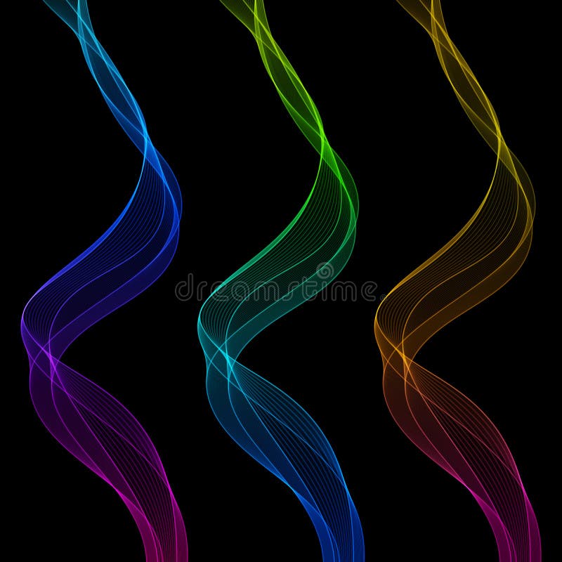 Set of Decorative Design Elements Gradient Waved Lines Isolated Stock ...