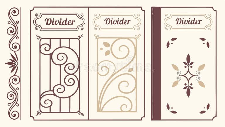 Set of Decorative Divider Elements Featuring Gate and Pattern Details ...