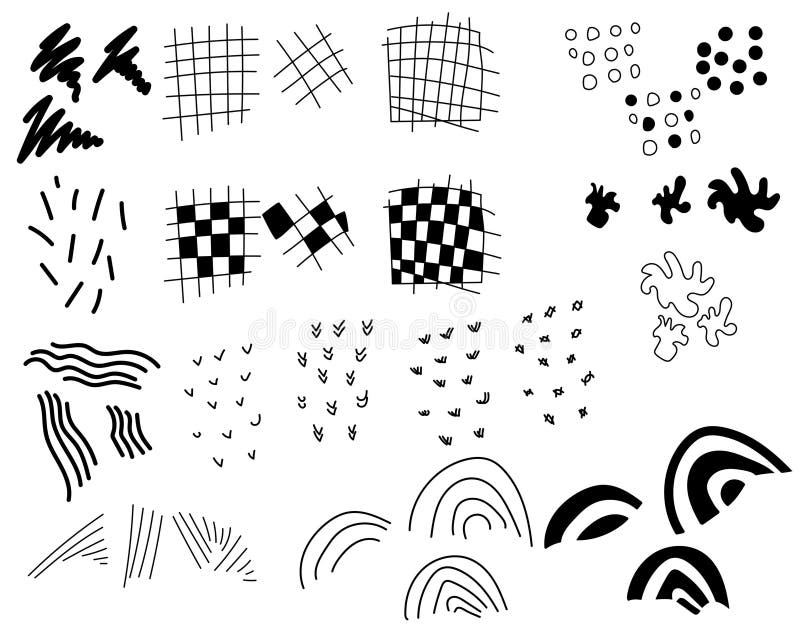 Set of Decorative Doodle Elements for Creativity, Different Shapes and ...