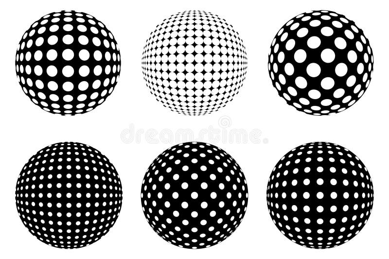 Set of Decorative Dotted Spheres Isolated. 3D Style Abstract Balls with ...