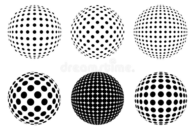 Set of Decorative Dotted Spheres Isolated. 3D Style Abstract Balls with ...