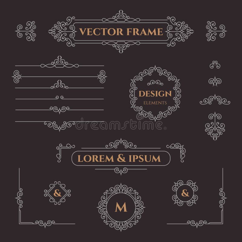Set of Monograms and Borders. Graphic Design Pages. Stock Vector ...
