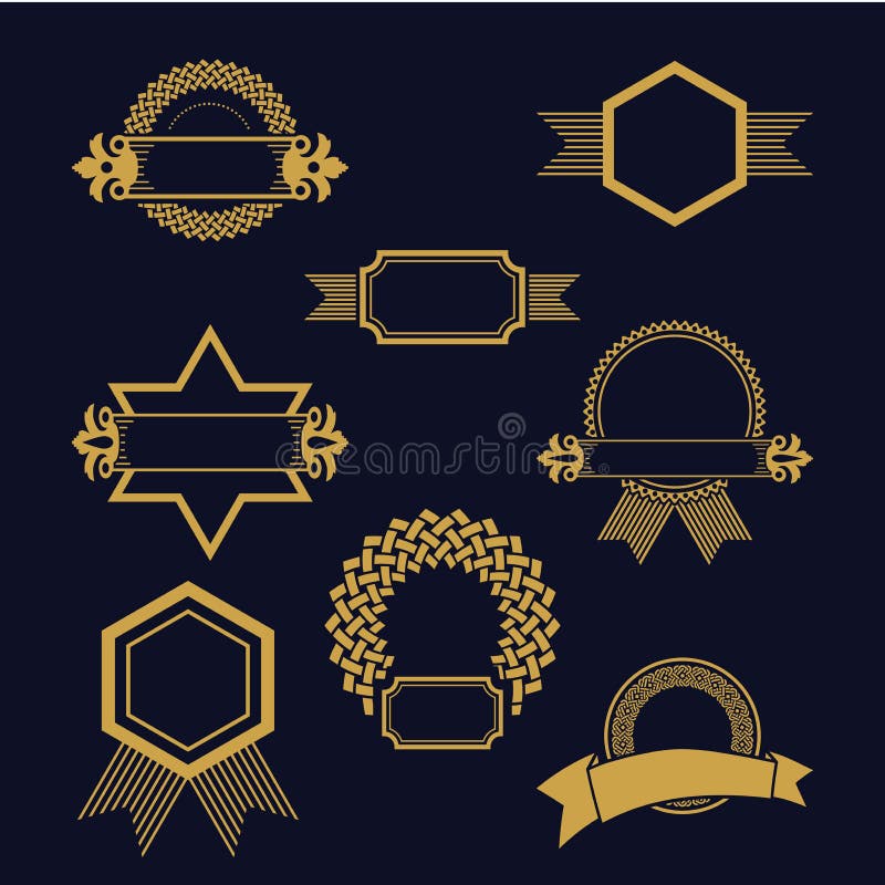 Set of decorative emblems stock vector. Illustration of golden - 169445387