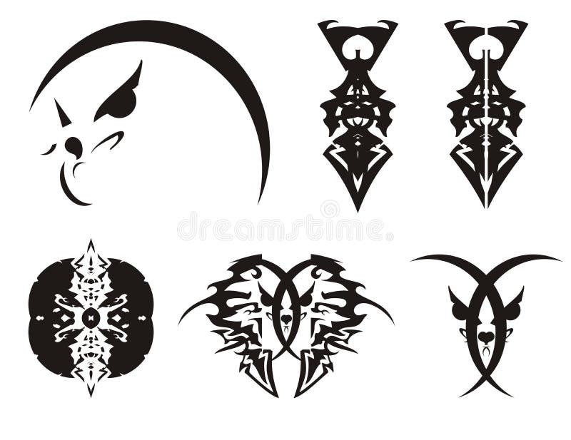 Peaked Abstract Eagle Head, the Head of a Cat and Swords - Tribal ...