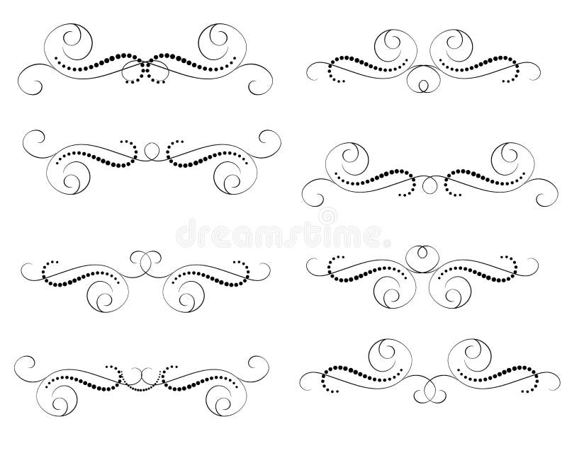 Set of Decorative Flourish Dividers, Borders Stock Illustration ...