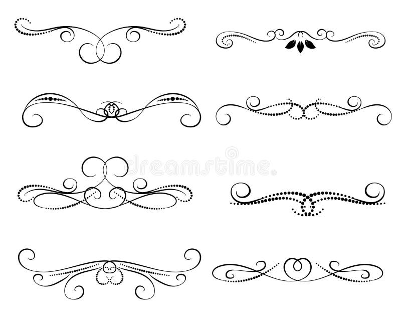 Set of Decorative Flourish Dividers, Borders Stock Illustration ...