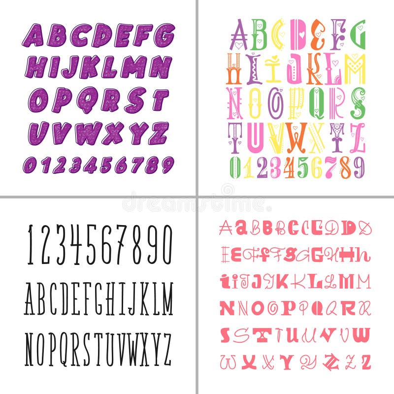 A Set of Decorative Fonts for Lettering and Design Stock Illustration ...