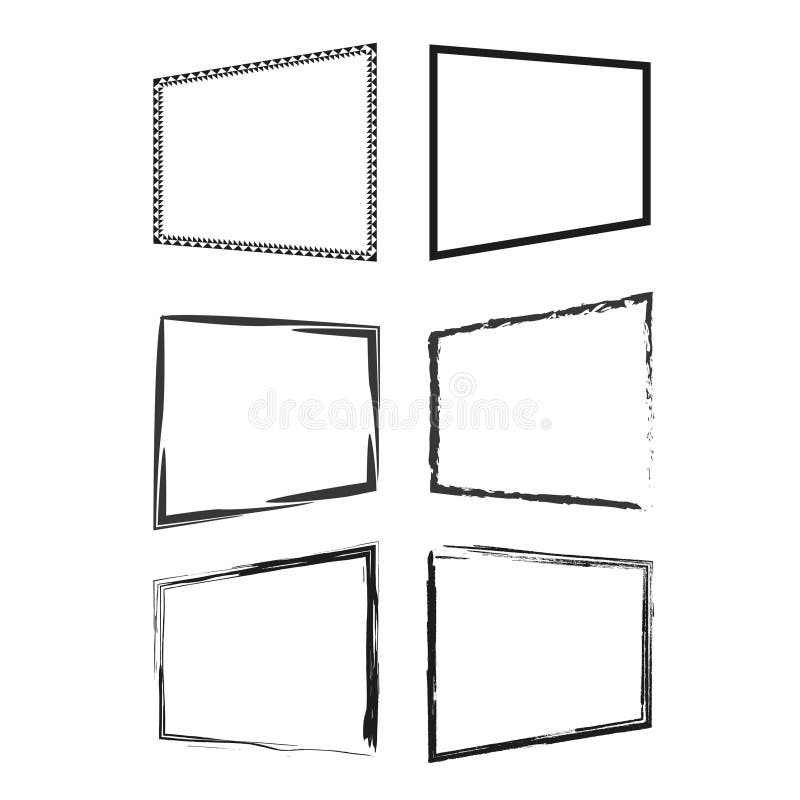 Set of Decorative Frame Icons. Six Different Rectangular Designs ...