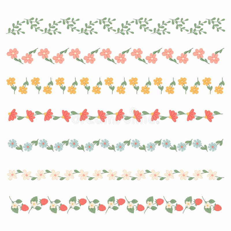 Set Decorative Frames, Border in Flat Style. Spring Flowers, Twigs and ...