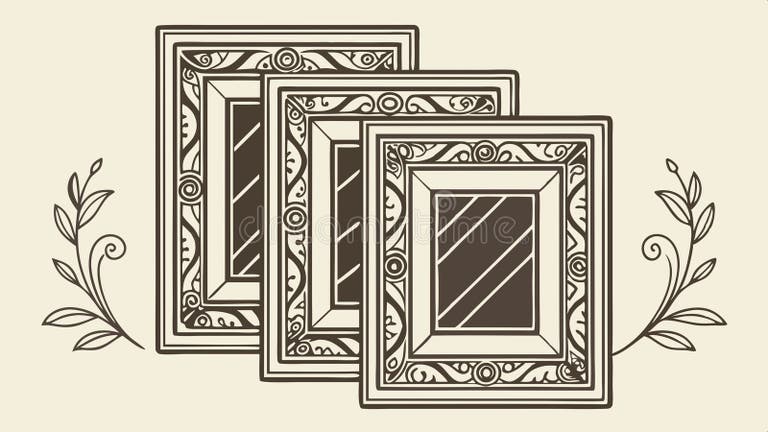 Set of Decorative Frames with Branching and Patterned Elements Vector Design Generative AI Stock ...