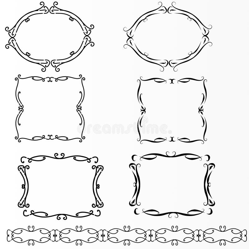 Set of Decorative Frames Ornament Floral Medieval Modern. Stock Vector ...