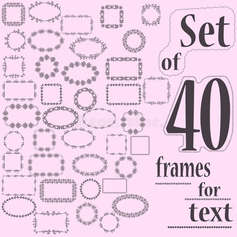 Set of 40 Decorative Frames for Text with Geometric and Floral Pattern ...