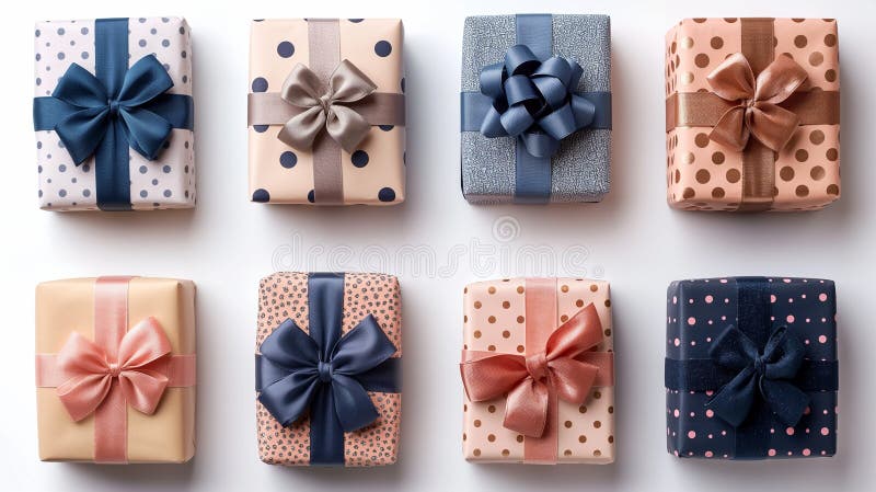 Set of Decorative Gift Boxes Isolated on White Stock Image - Image of ...