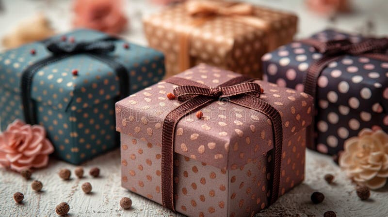 Set of Decorative Gift Boxes Isolated on White Stock Illustration ...