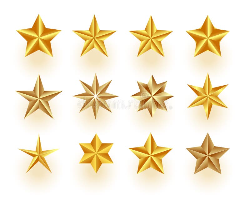 Set of Decorative Golden Star for Christmas Holiday Design Vector Stock ...