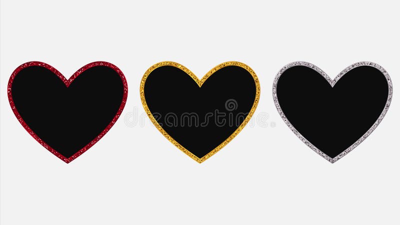 Set of Decorative Hearts. Glitter Metal Texture Stock Vector ...