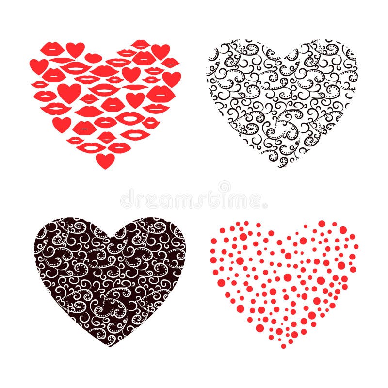 Set of decorative hearts. stock vector. Illustration of valentines ...