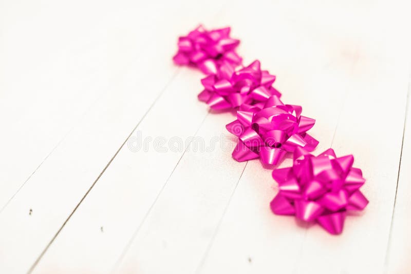 Set of Decorative Magenta Bow Stock Photo - Image of year, card: 136818952