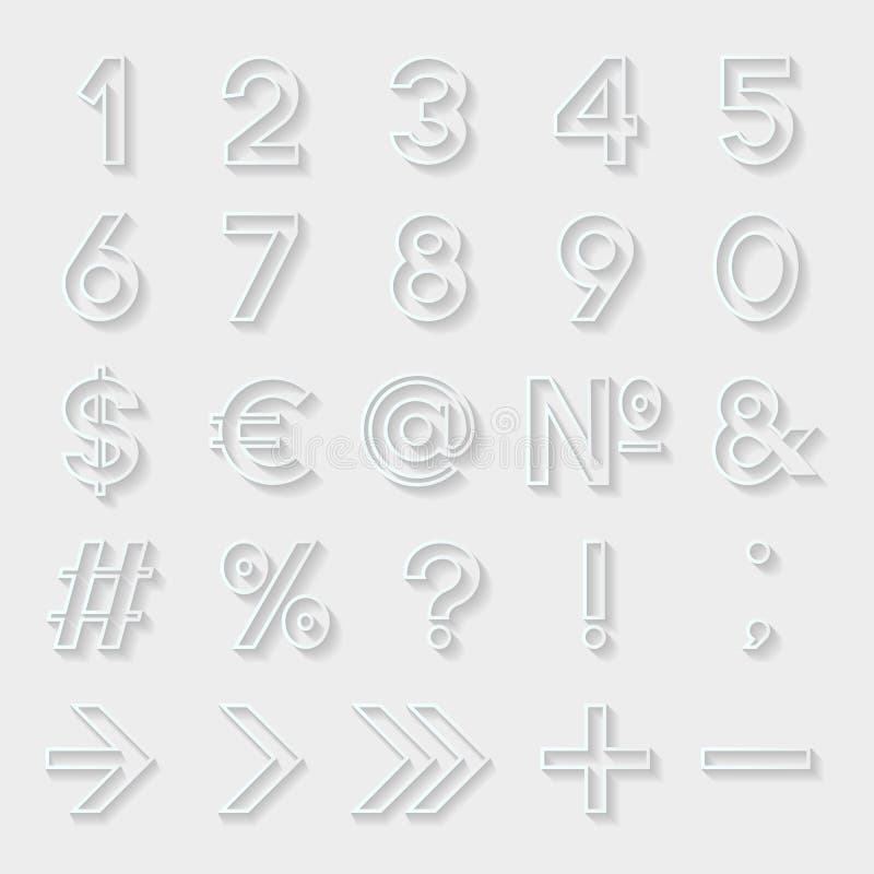 Set of Decorative Numbers and Symbols Stock Vector - Illustration of ...