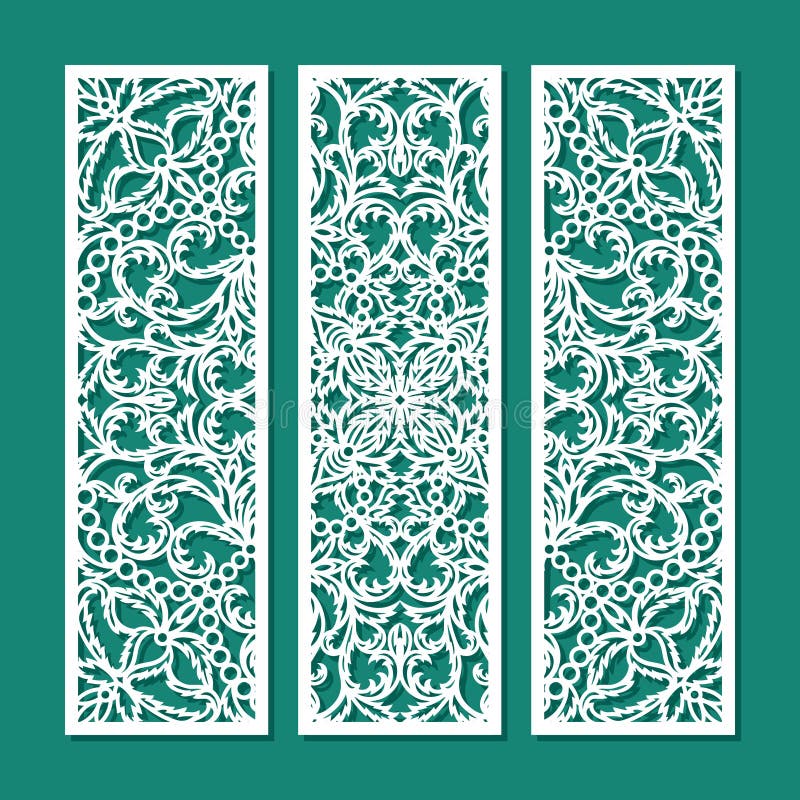 Set of Decorative Panels with a Carved Pattern. Stock Vector ...