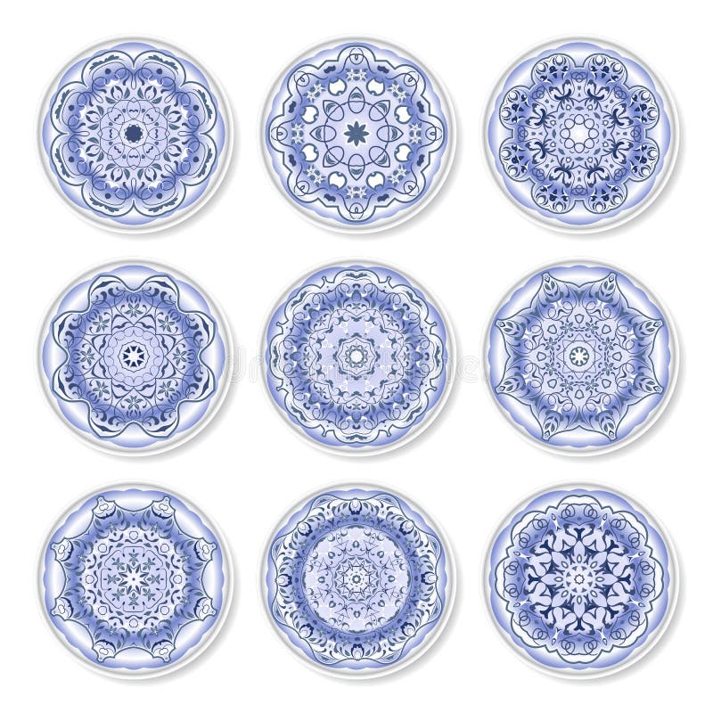 Decorative Blue Plates Design Stock Illustrations – 459 Decorative Blue ...