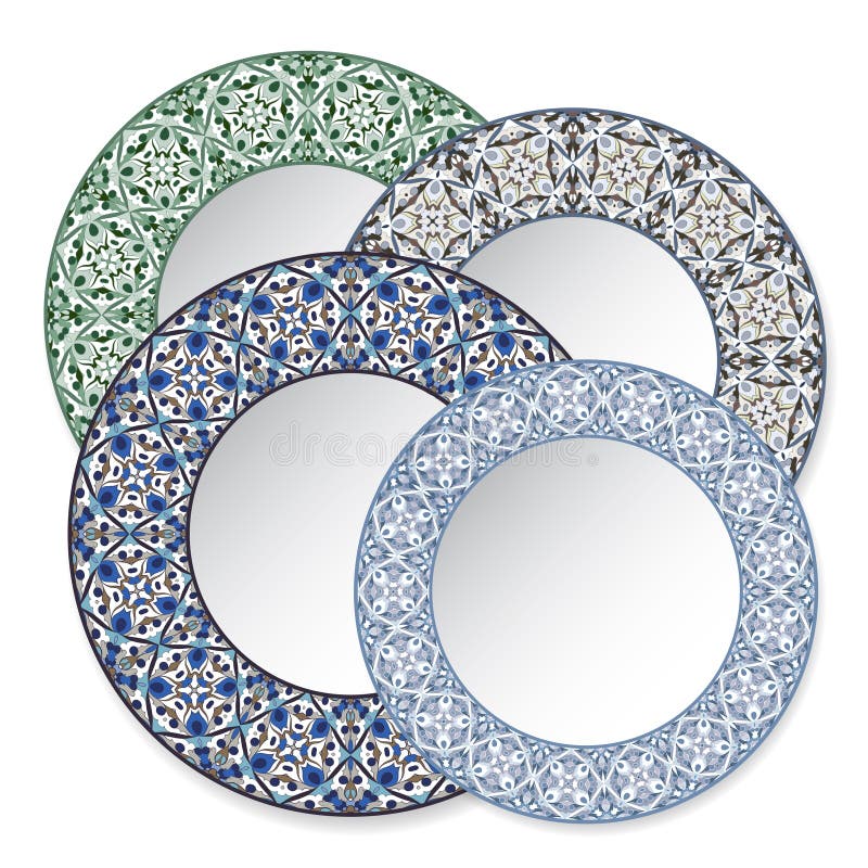 Set of decorative plates. stock vector. Illustration of graphic - 82132995