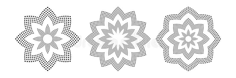 Set of Decorative Radial Dots Patterns Stock Vector - Illustration of ...