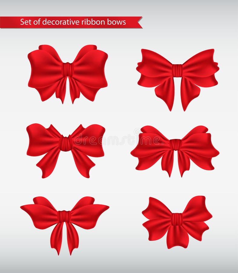 Set of Decorative Ribbon Bows Illustration Stock Vector - Illustration ...