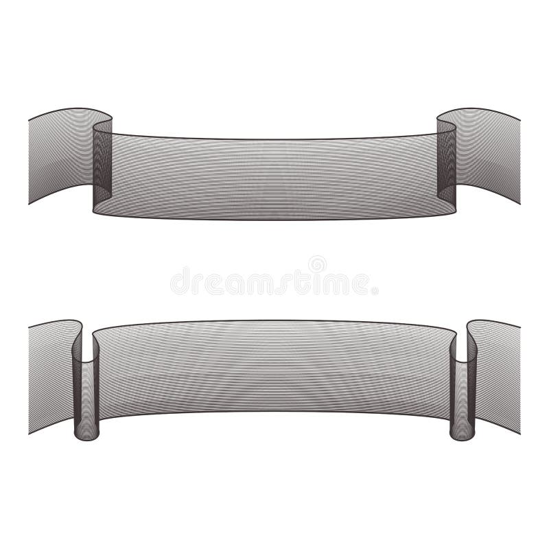 Set of Decorative Ribbons and Banners in Line Vintage Style. Stock ...